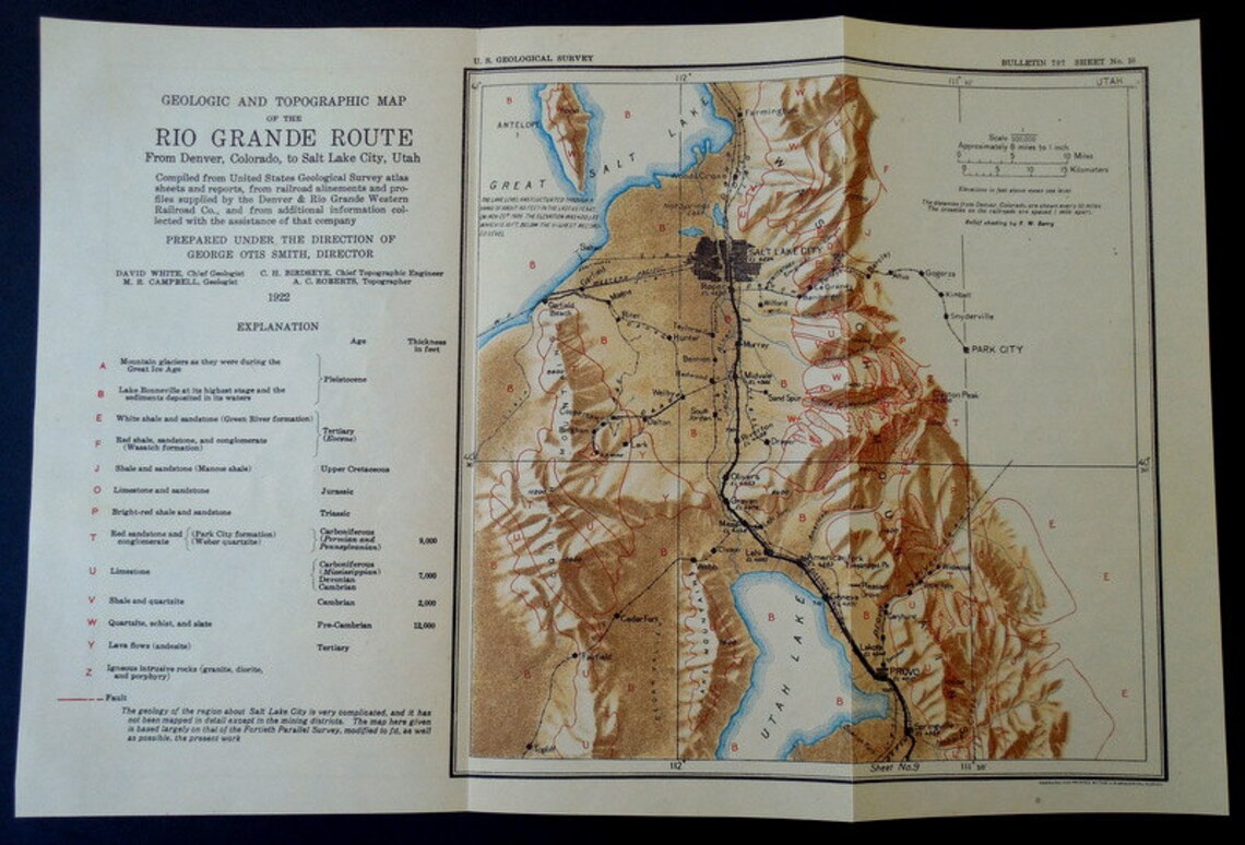 1922 Great Salt Lake Area Railroad Map Salt Lake City, Park City ...
