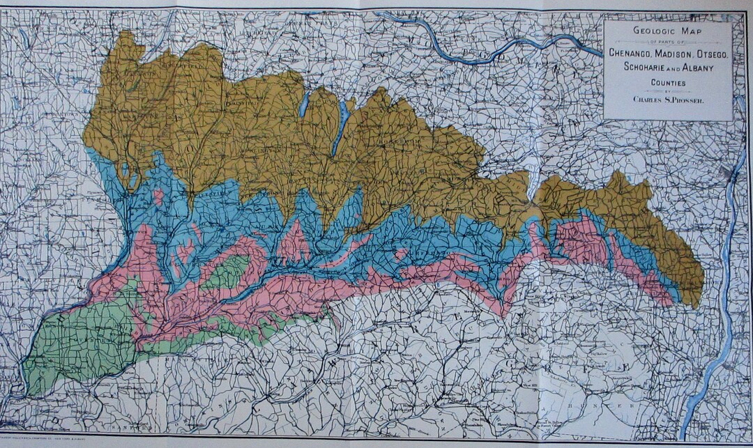 1895 Upstate New York Geologic Map by Charles Prosser. Parts of ...