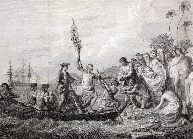 1777 Original Captain Cook on Tonga: the Landing at Middleburgh, One of ...