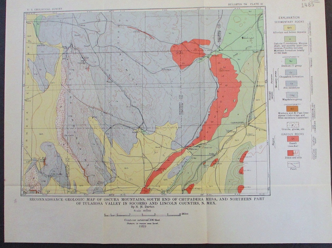 1929 Oscura Mountains Chupadera Mesa Tularosa Valley New - Etsy