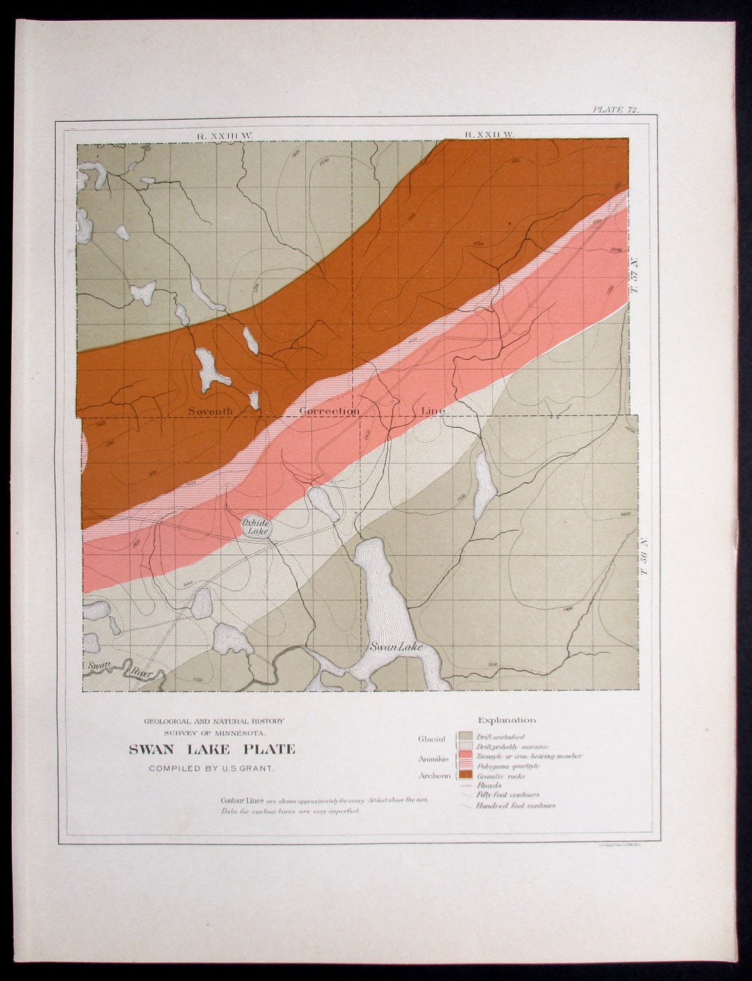 1901 Swan Lake Minnesota Area Oxhide Lake, Swan River, Original Antique ...