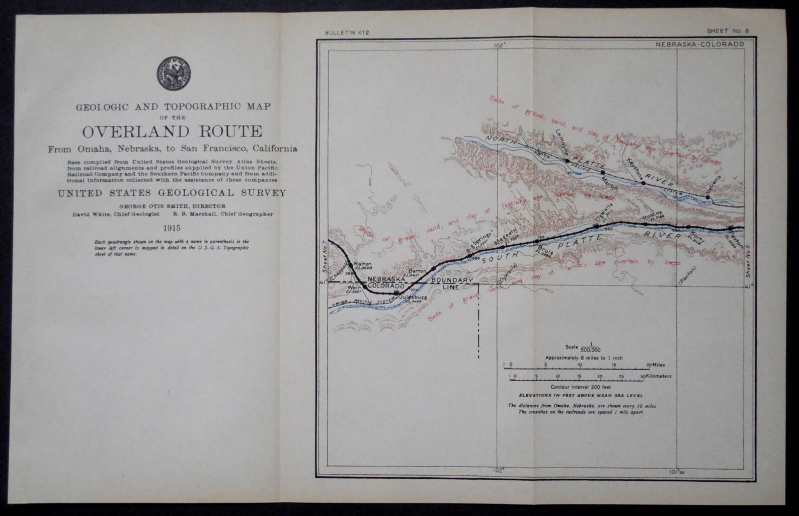1915 Railroad Map Keystone, Lemoyne, Paxton, Ogalalla, Roscoe, Ralton ...