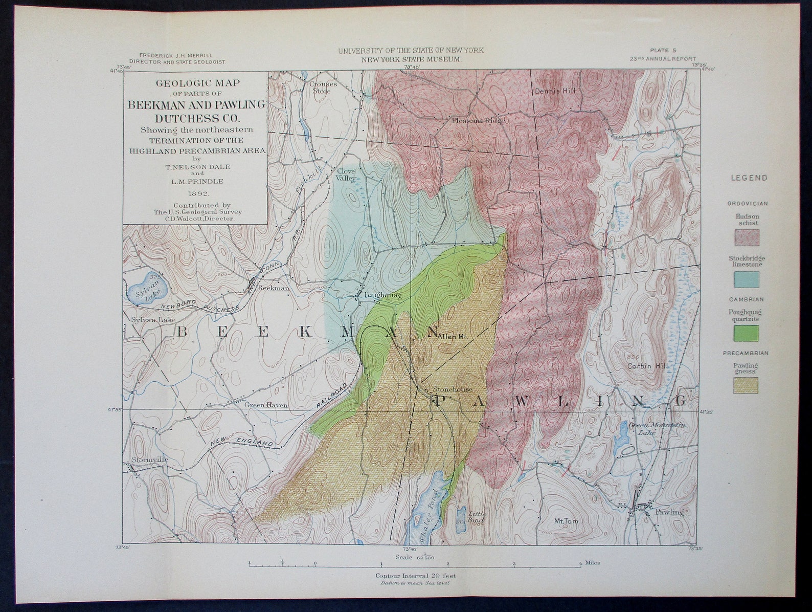 1892 Geologic Map of Parts of Beekman and Pawling Dutchess - Etsy