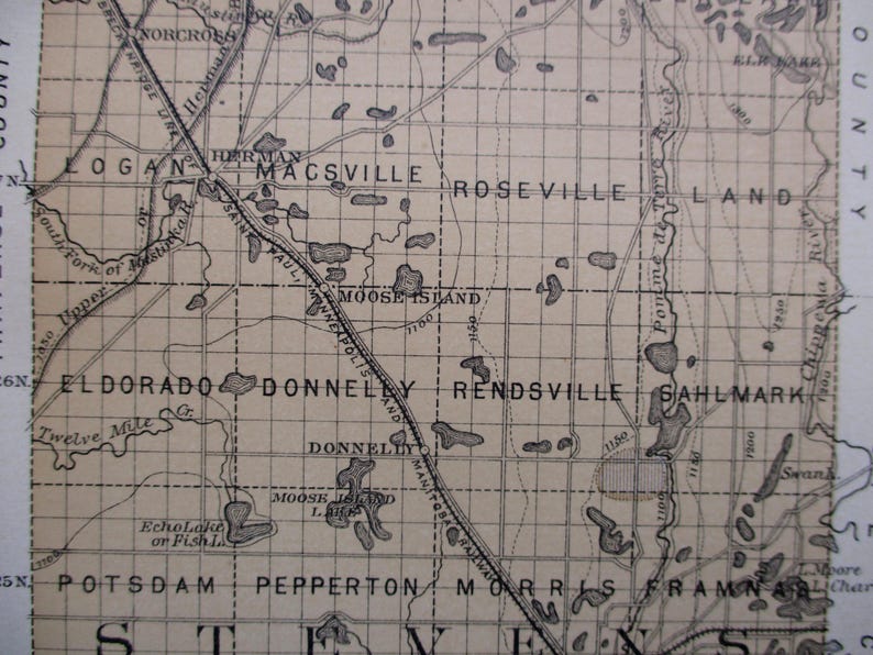 1901 Grant & Stevens County Minnesota MN Herman Morris Hancock Chokio ...