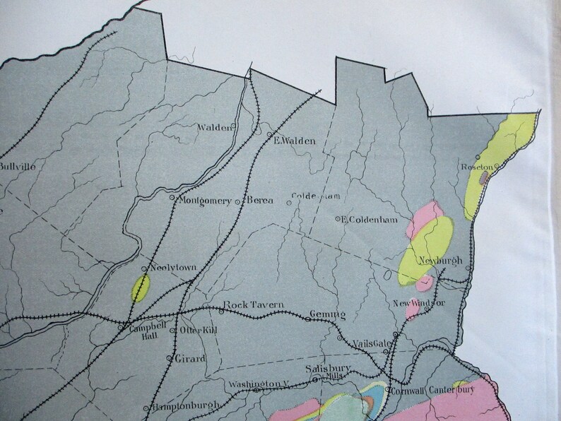 1895 Orange County New York Geologic Map Original Antique by Henrich ...