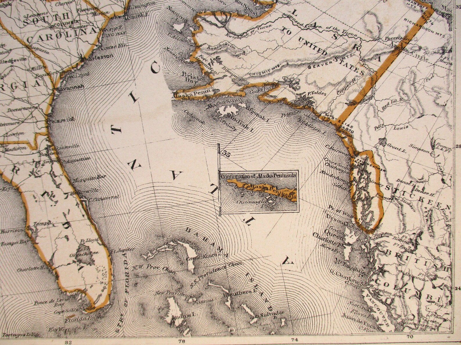 1875 United States Map With Inset Map of Alaska. Large - Etsy