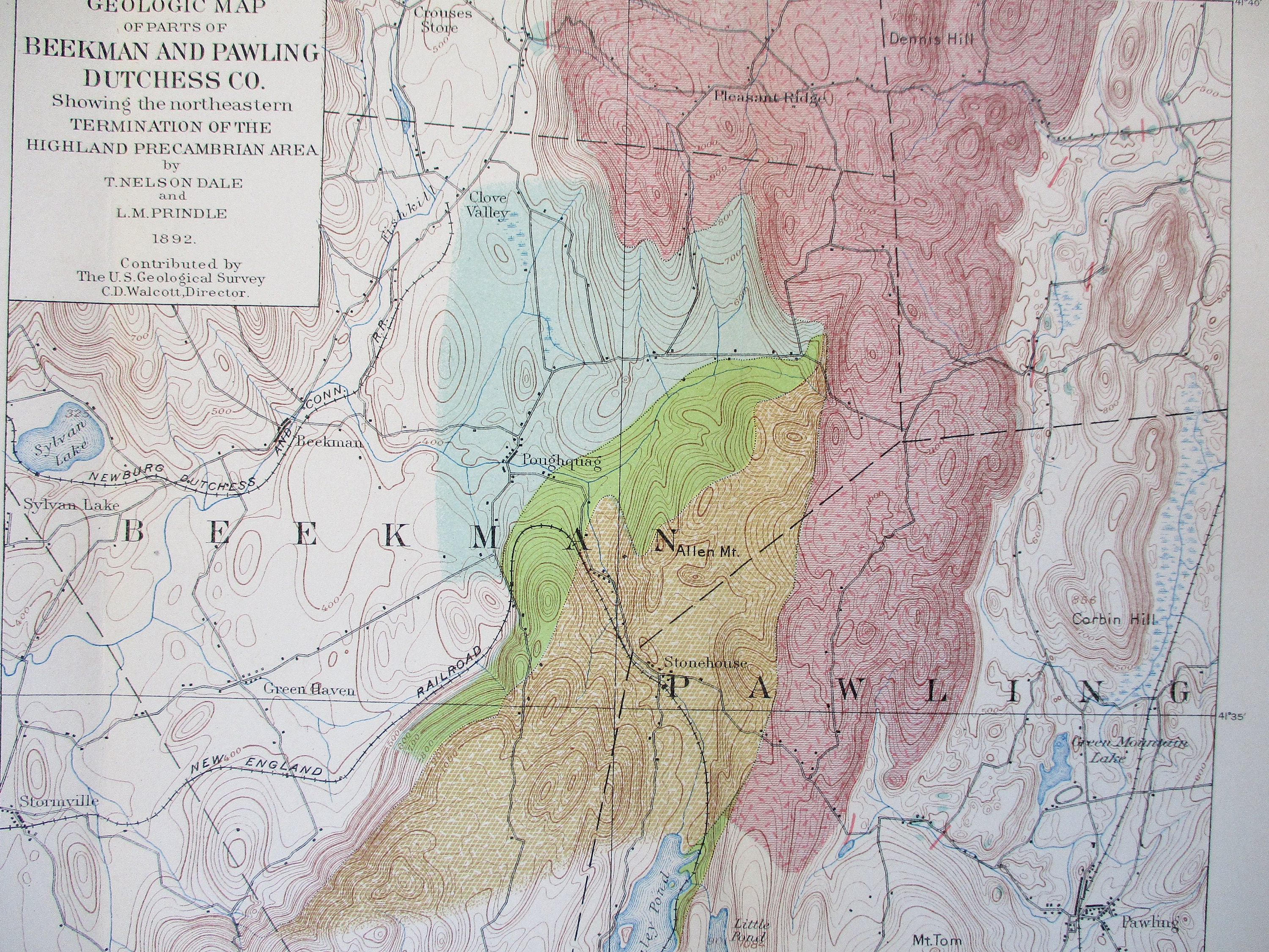 1892 Geologic Map of Parts of Beekman and Pawling Dutchess - Etsy