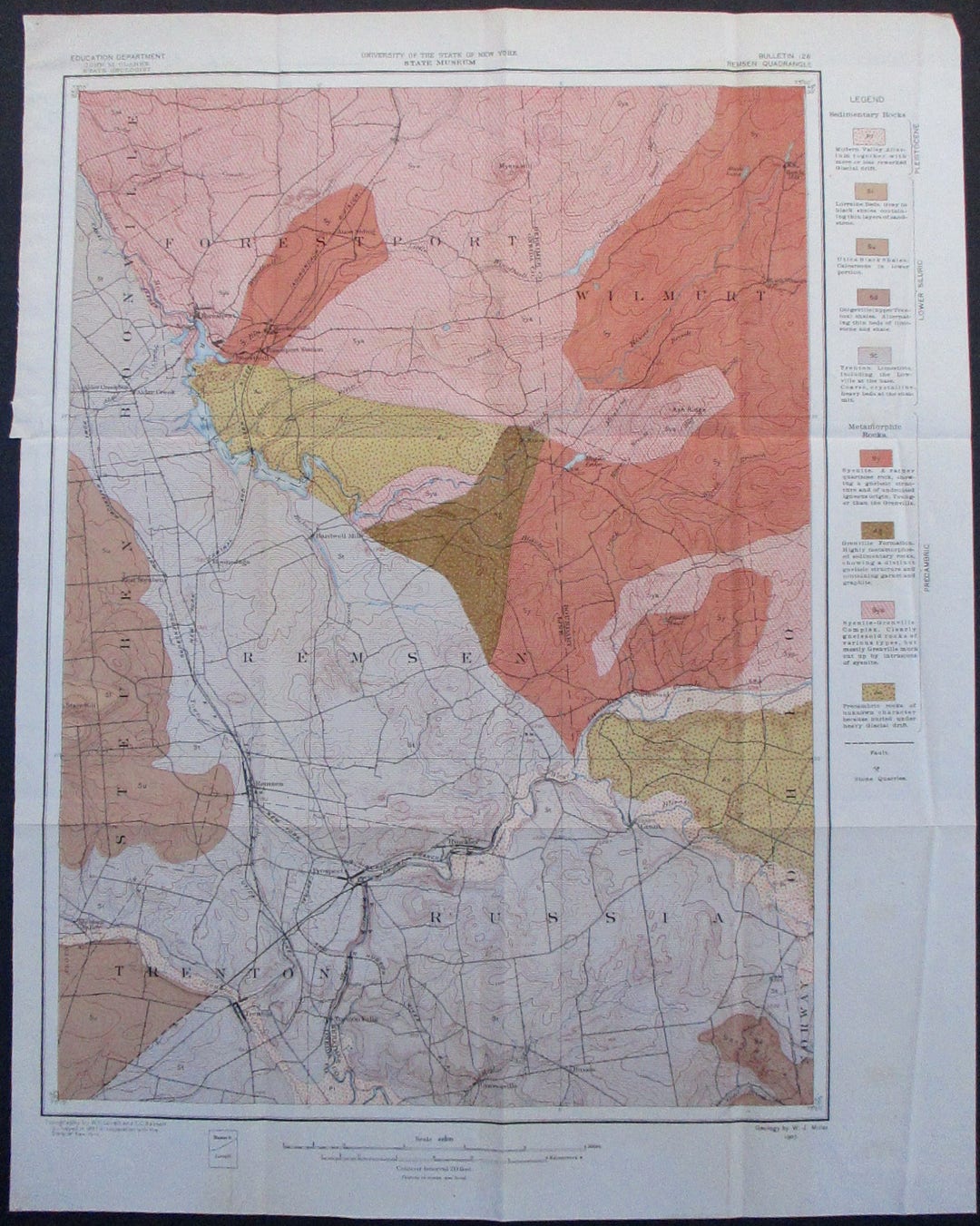 1909 Remsen Area New York Antique Geological Map NY Original ...
