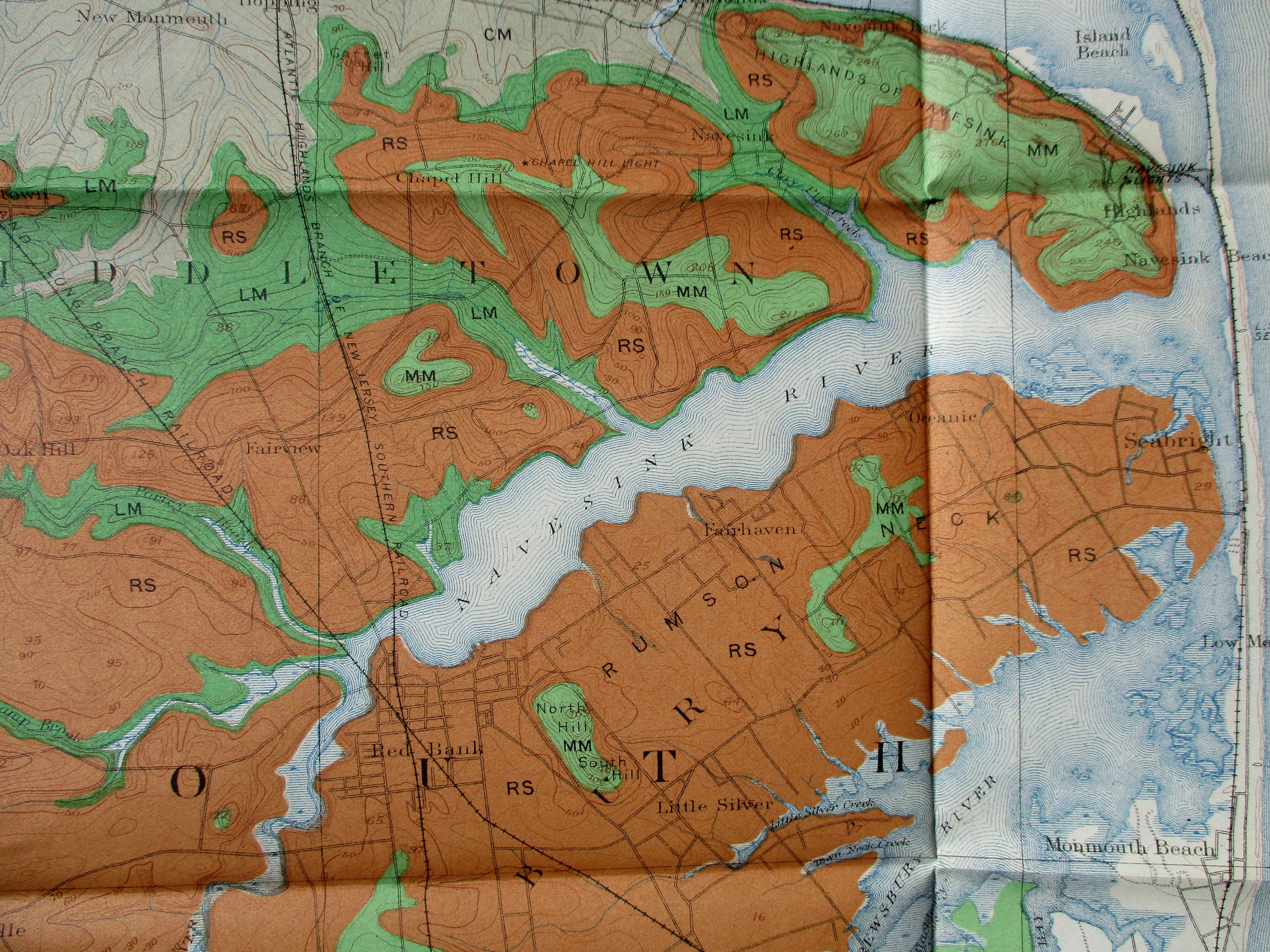 1892 Sandy Hook & Raritan Bay, Navesink River, Shrewsbury River, Long ...