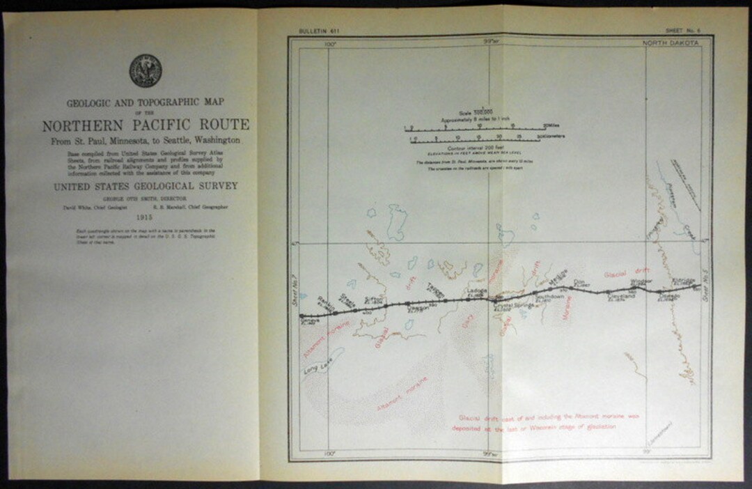 1915 North Dakota Railroad Map: Rankin, Sifton, Ladoga, Crystal Springs ...