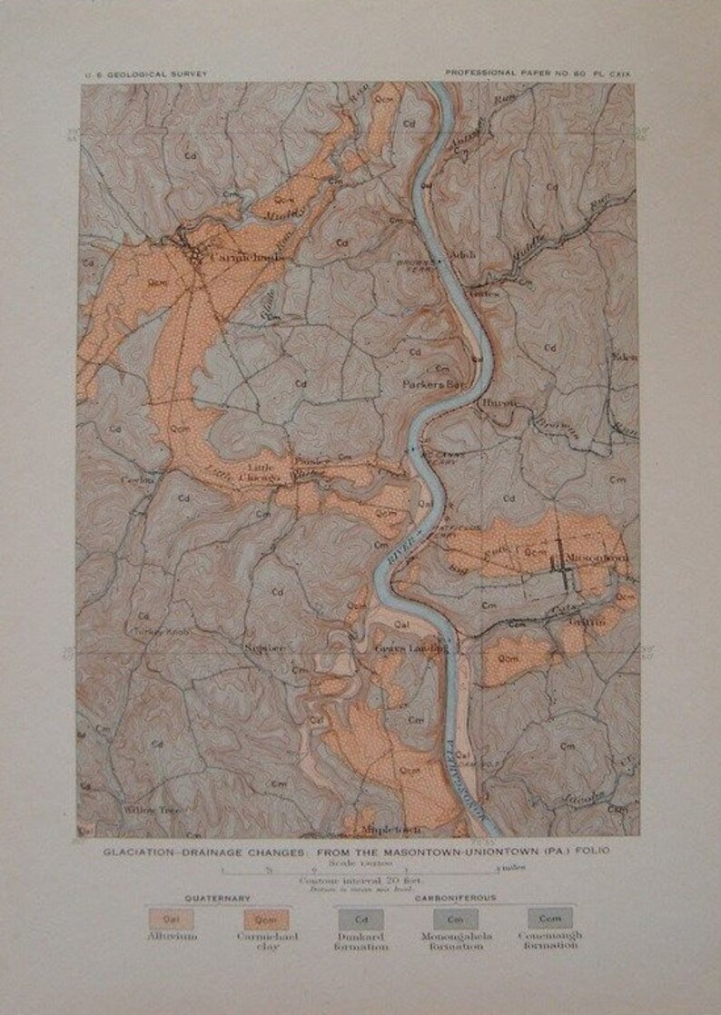 1908: Monongahela River at Masontown, Griffin Carmichaels PA ...