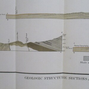 1907 Southern California Antique Map or Chart: Geologic Structure ...