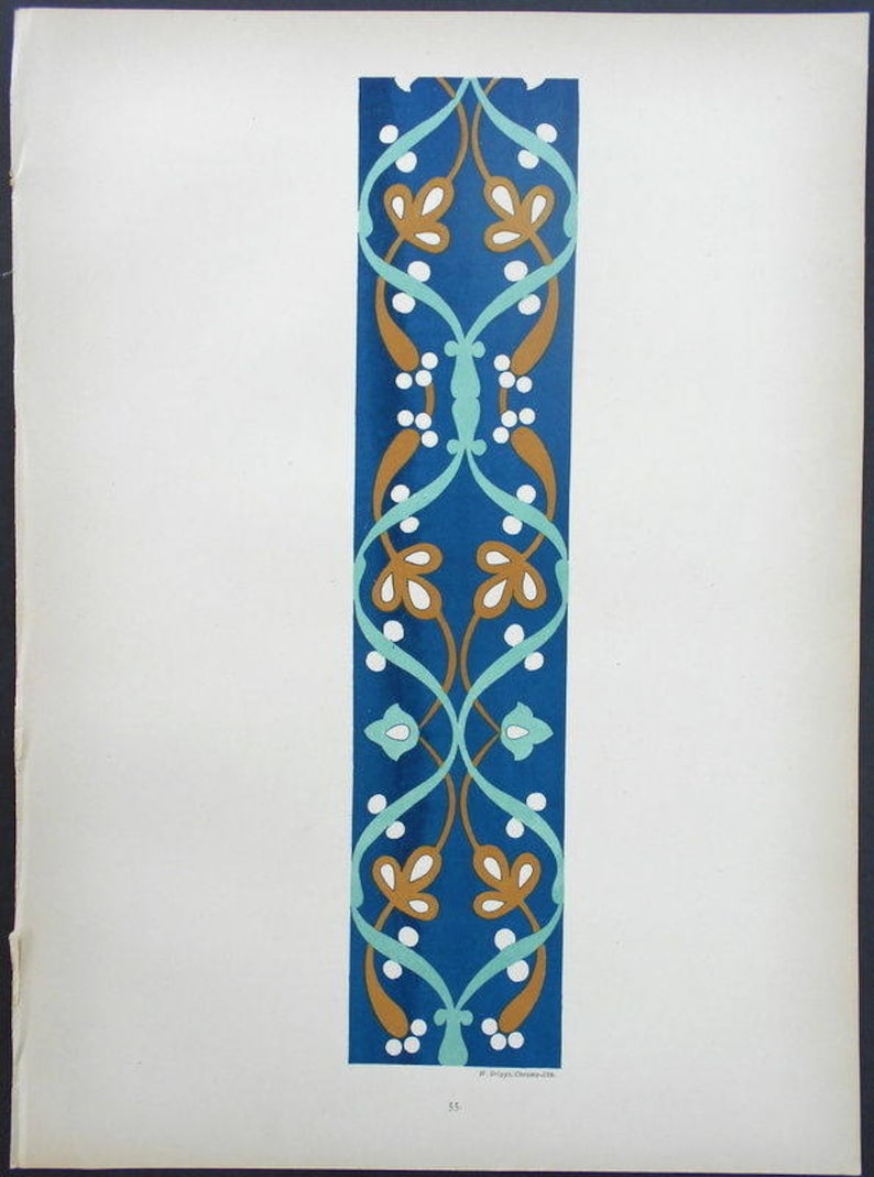 1892 Lithograph of Punjab Blue Pottery Tile From Multan/peshawar ...