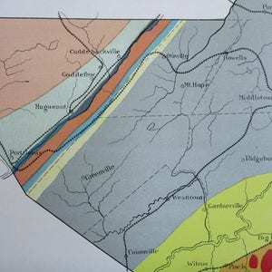 1895 Orange County New York Geologic Map Original Antique by Henrich ...