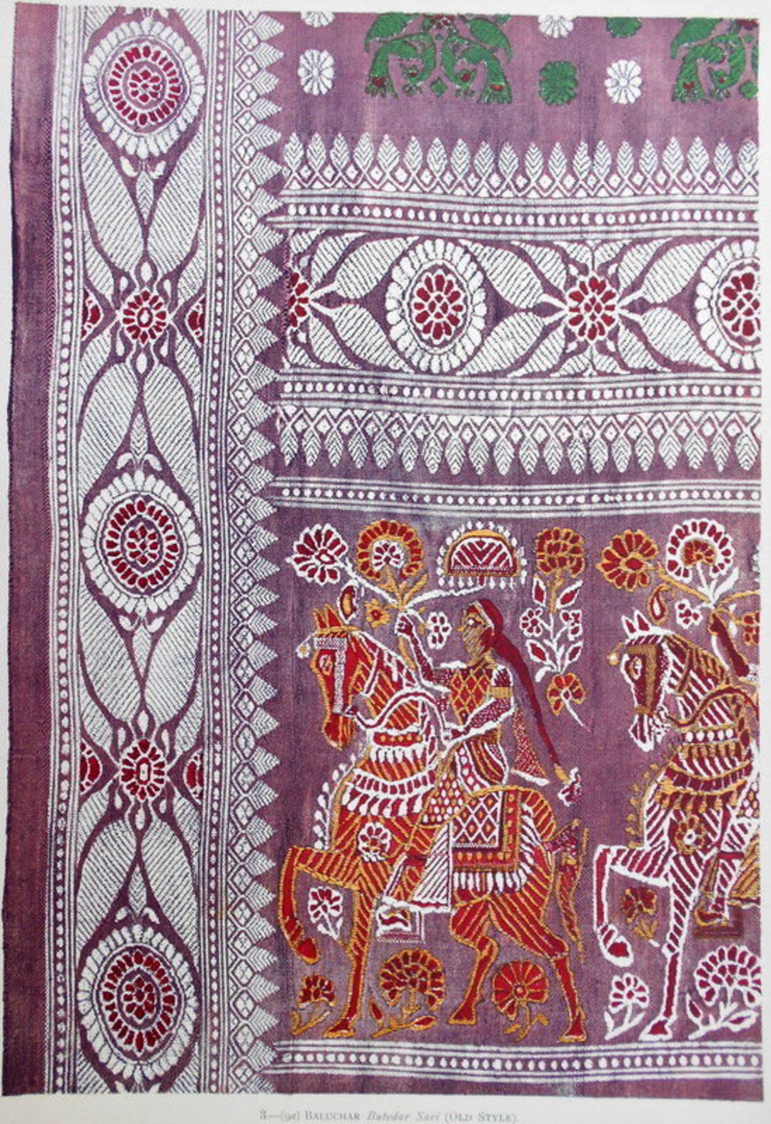 1894 Lithograph Showing Baluchar Butidar Sari. (old Style). From Bengal ...