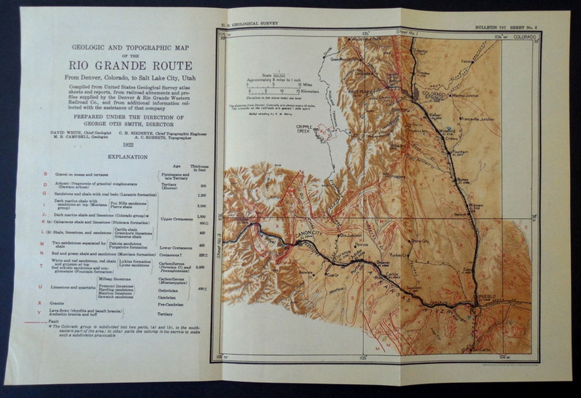 1922 Colorado Railroad Map Cripple Creek, Colorado Springs, Canon City ...