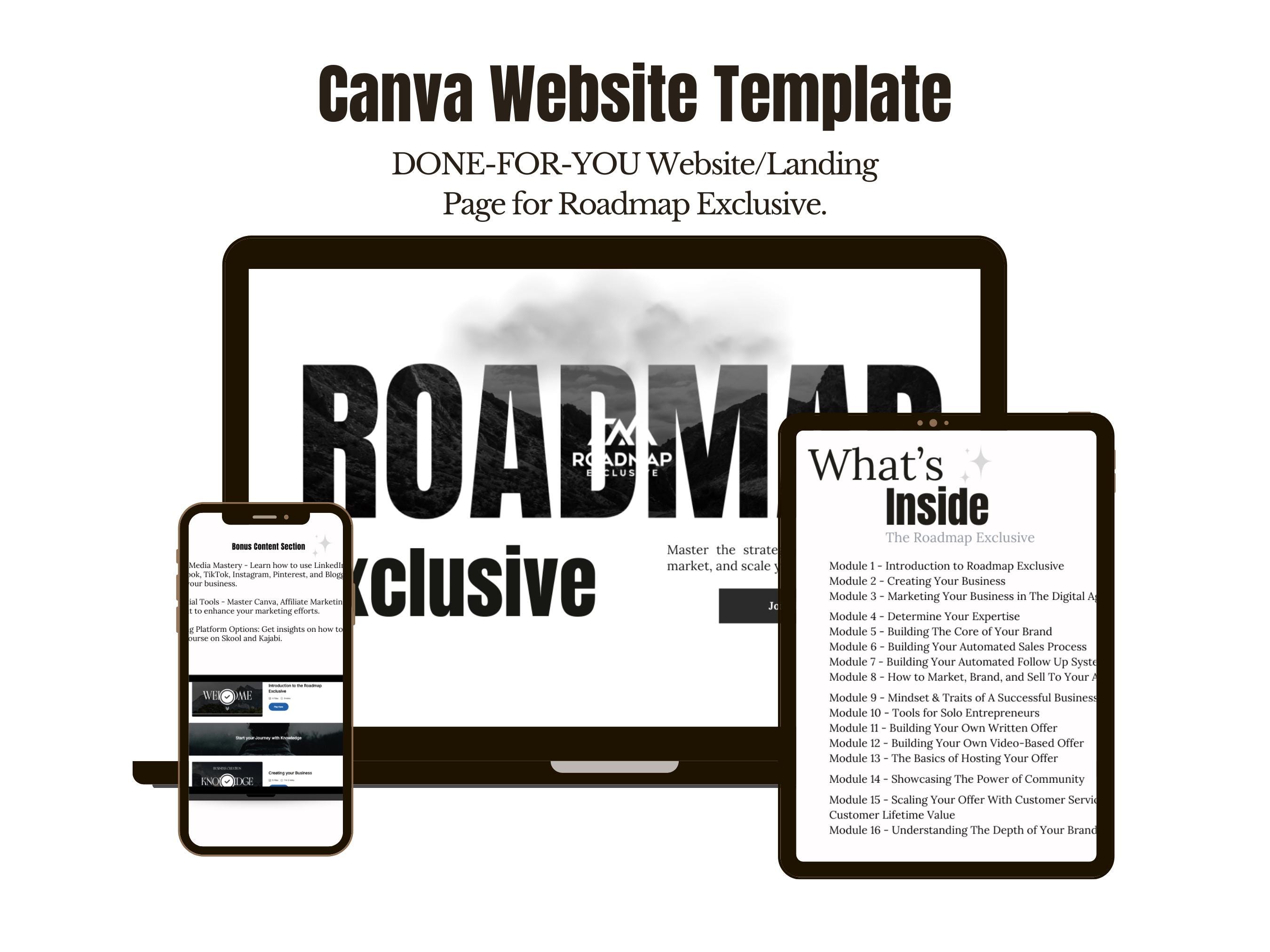Roadmap Exclusive Landing Page, Instagram, Link in Bio, Canva Websites ...