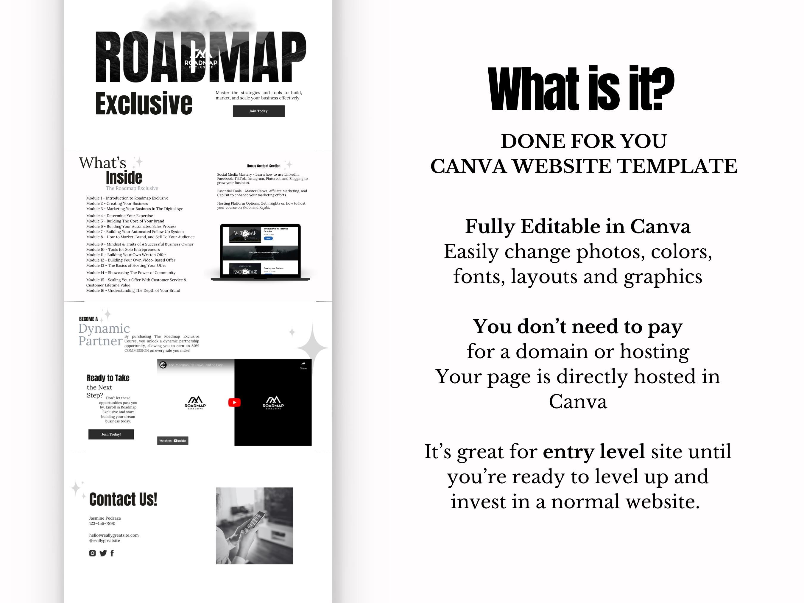 Roadmap Exclusive Landing Page, Instagram, Link in Bio, Canva Websites ...