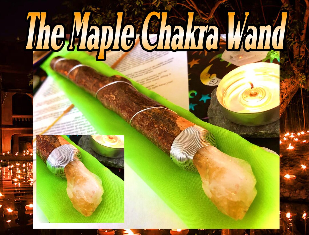 The MAPLE CHAKRA Wand 32cm FREE Spell & Bag witch Wiccan - Etsy