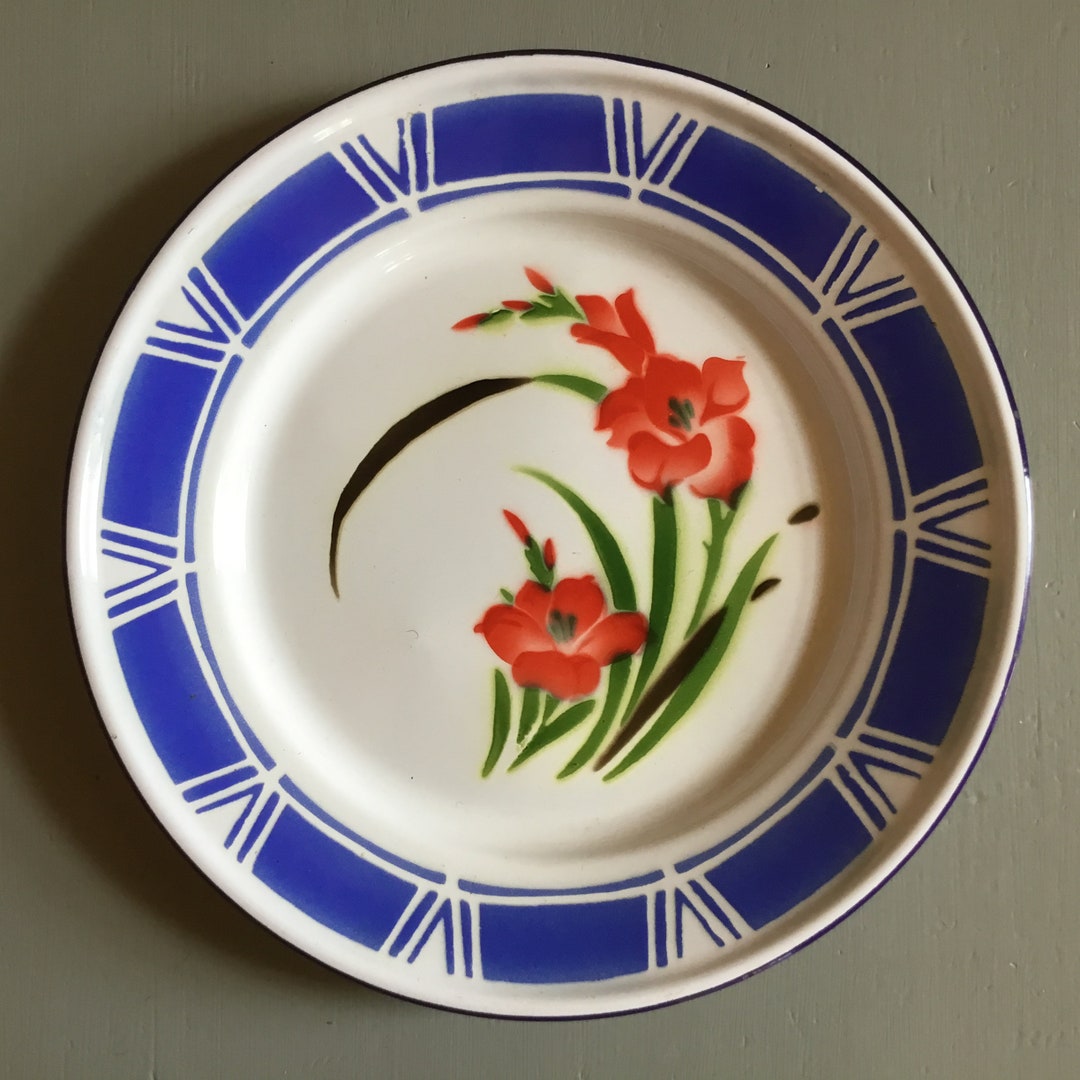 Vintage Stencilled Enamel Ware 24cms Plate, Made by Bumper Harvest ...
