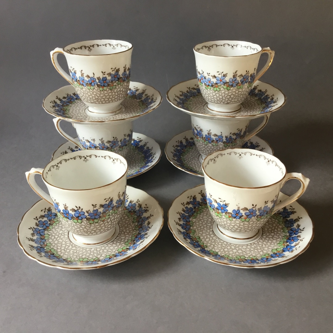 Vintage Tuscan Bone China Set of 6 Coffee Cups and Saucers, C1940s. - Etsy