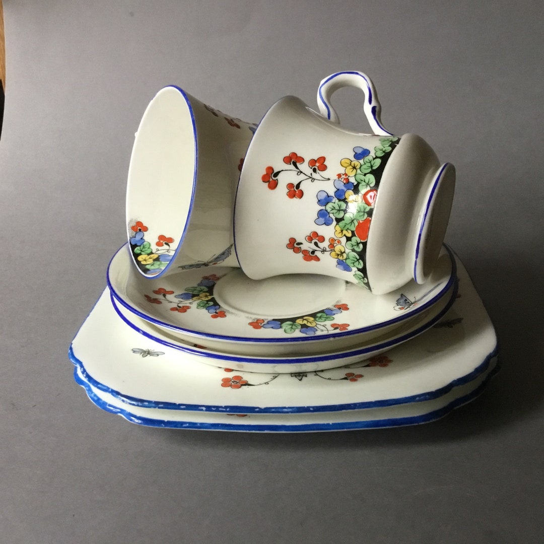 Vintage Delphine China, Fleurette Design, Set of 2 Trios, C1930s. - Etsy