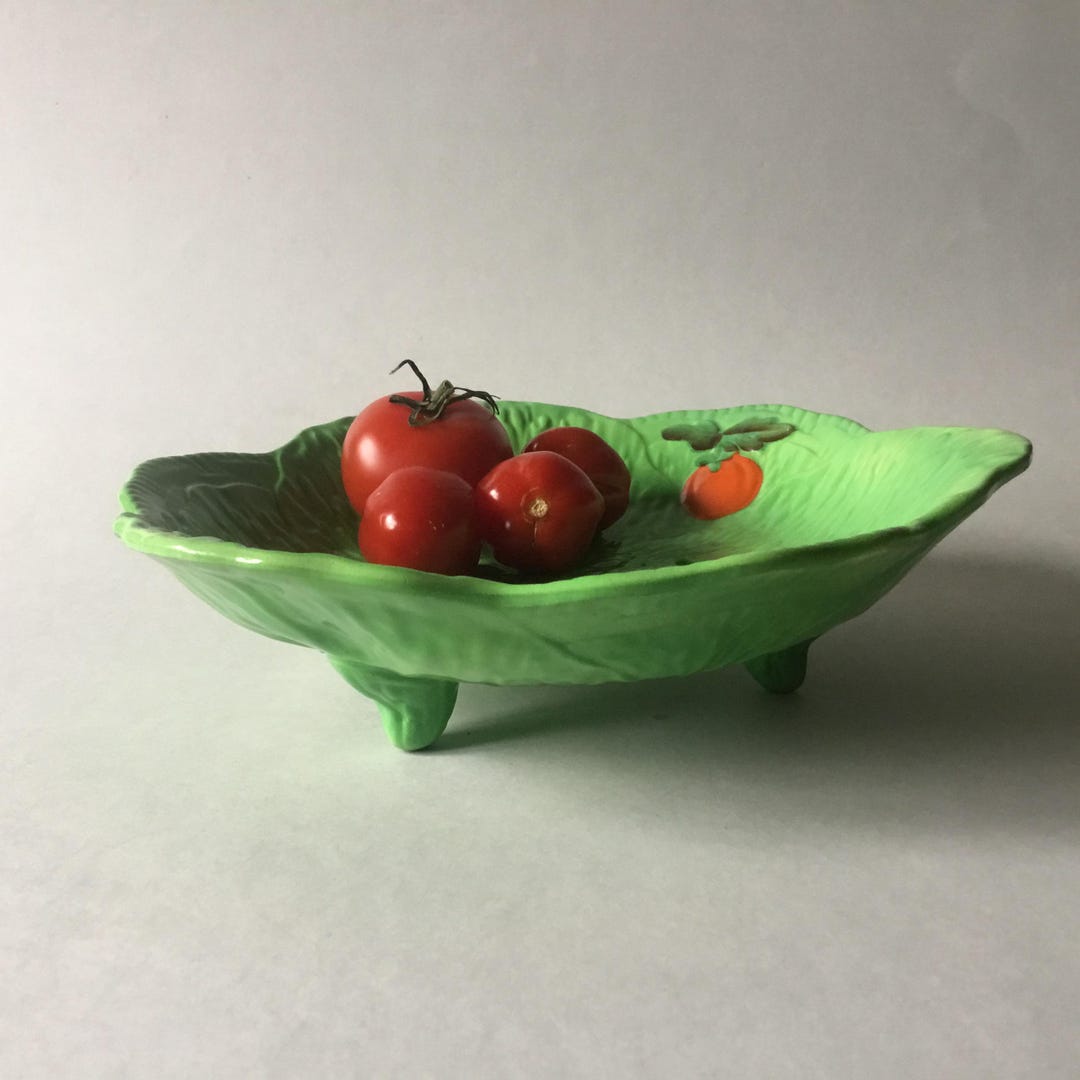 Vintage Beswick Ware Majolica, Lettuce Leaf and Tomatoes, Footed ...