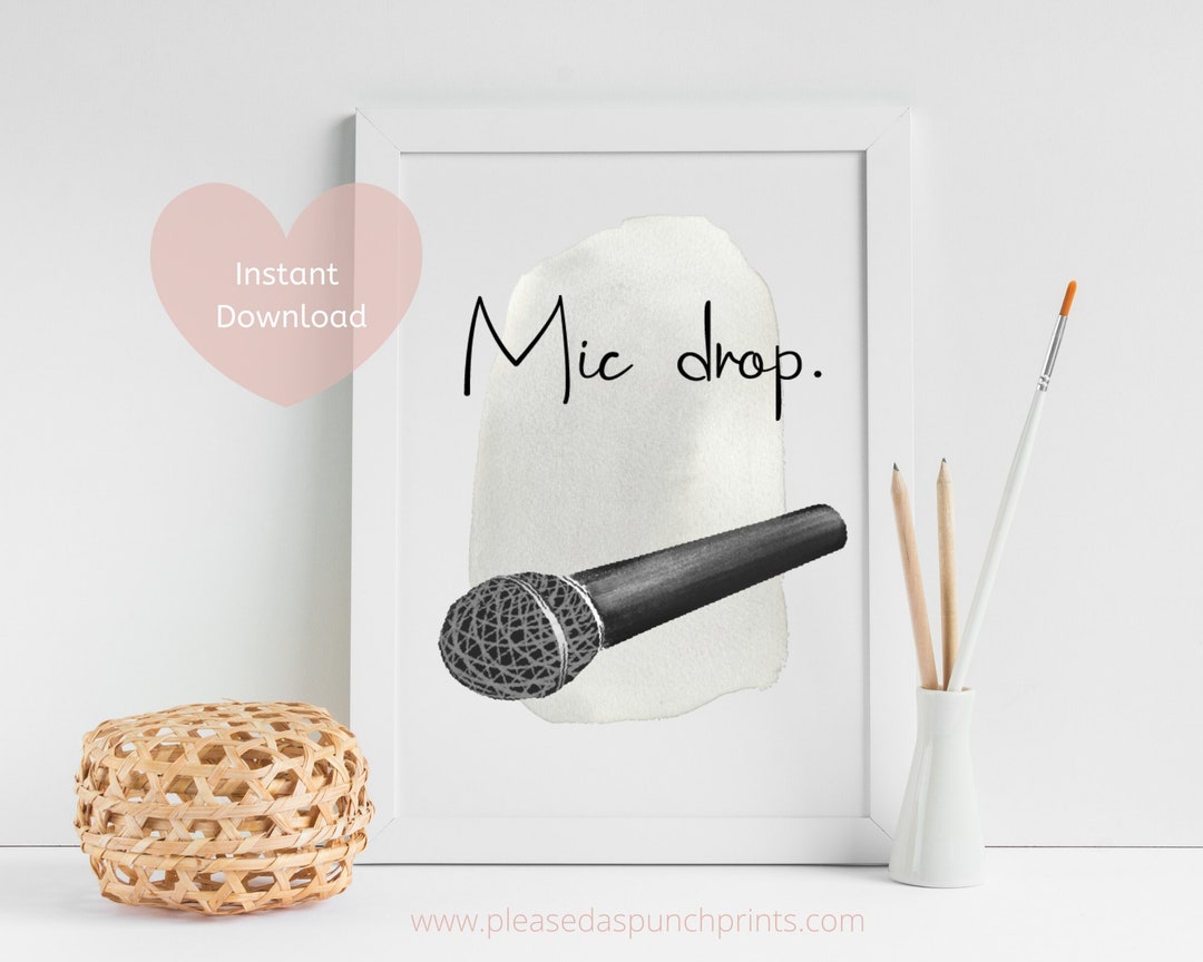 Mic Drop...watercolor Microphone Digital Art | Wall Decor | Digital ...