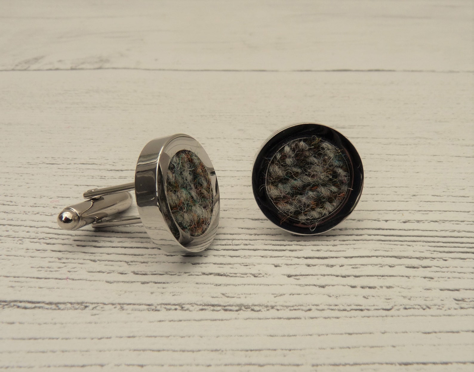 Harris Tweed Cufflinks, Handmade Scottish Gift, Men's Gift, Plaid ...