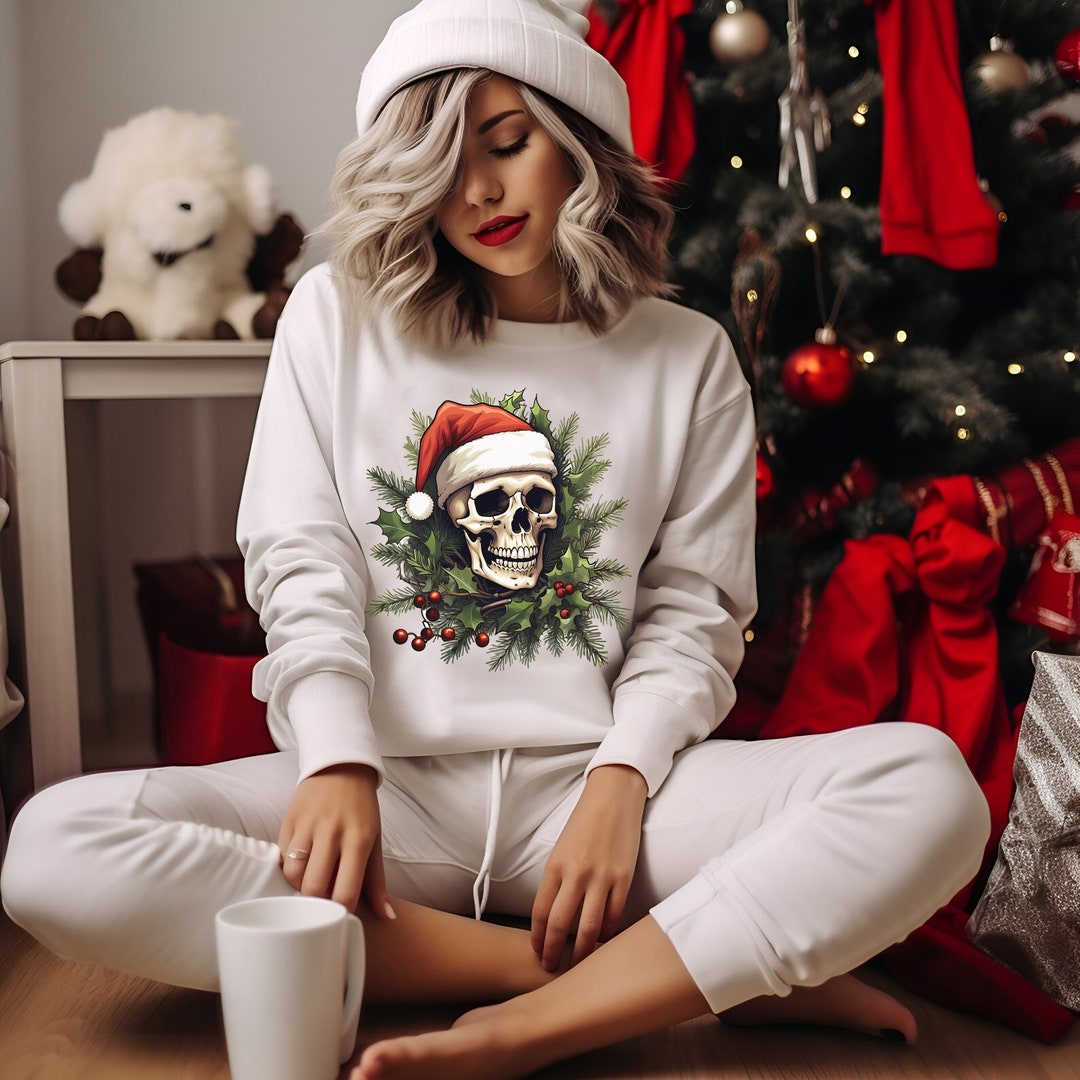 Goth Christmas Wreath Skeleton Sweatshirt Gothic Christmas - Etsy