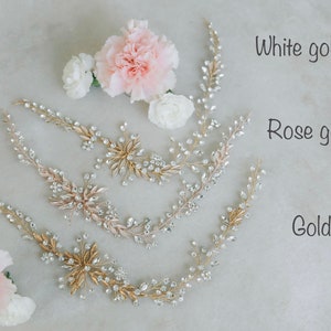 Rose Gold Hair Vine With Delicate Leaves and Accent Rhinestones - Etsy