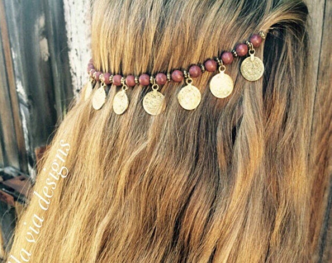 Coin Hair Chain Beaded Head Chain Gold Coins Hair Accessory - Etsy