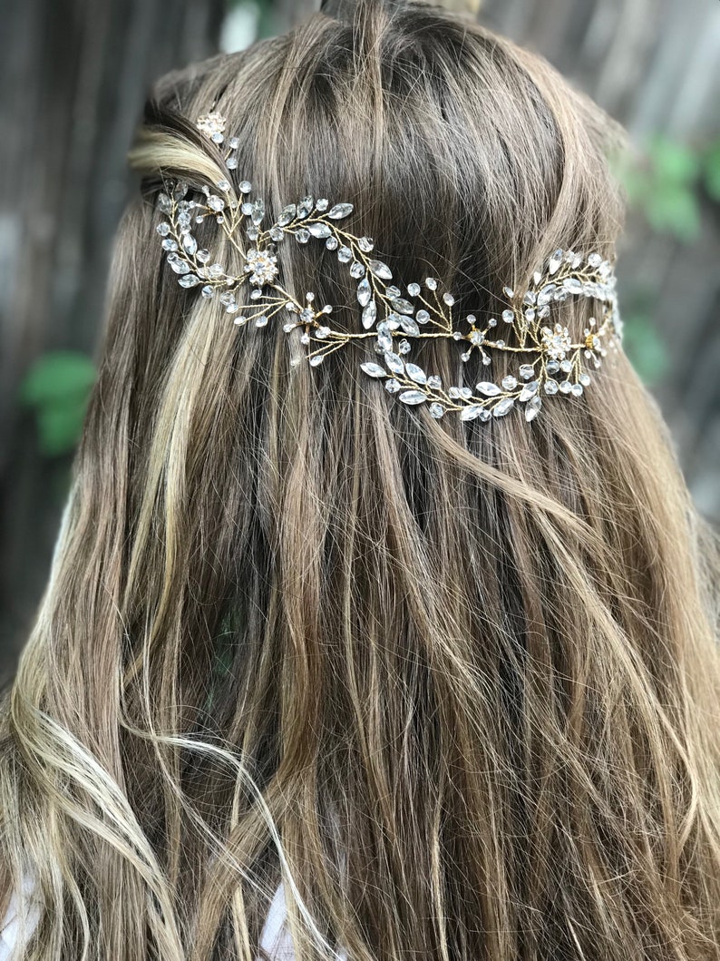 Rhinestone Hair Vine Gold Hair Vine Wedding Hair Accessory - Etsy