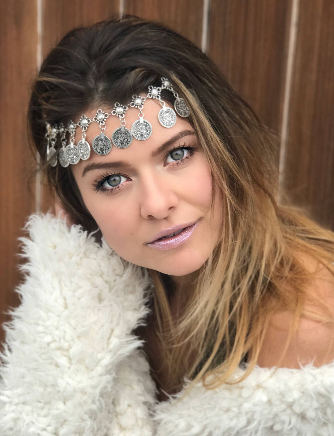 Coin Hair Jewelry, Silver Coin Hair Chain, Hair Accessory, Tribal Head ...