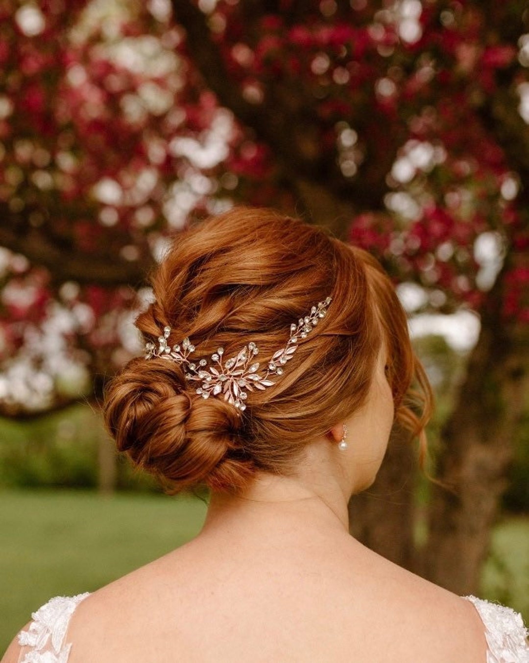 Rose Gold Hair Vine With Delicate Leaves and Accent Rhinestones - Etsy