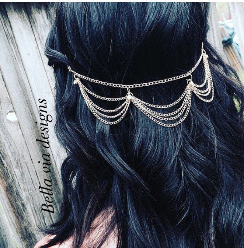 Cascading Gold Head Chain, Layered Hair Necklace - Etsy