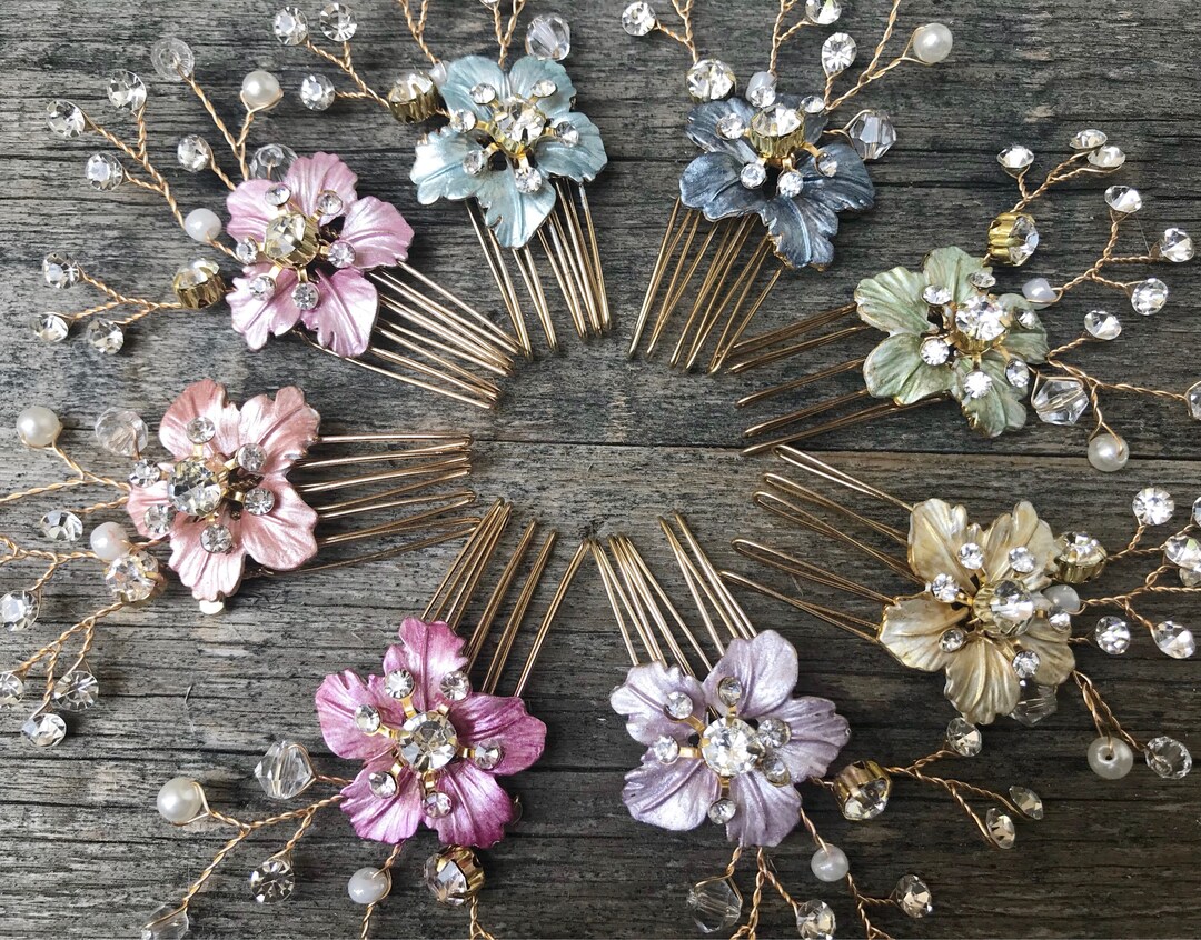 Bridesmaid Hair Pin, Custom Hair Pin, Gold Flower Hair Accessory ...