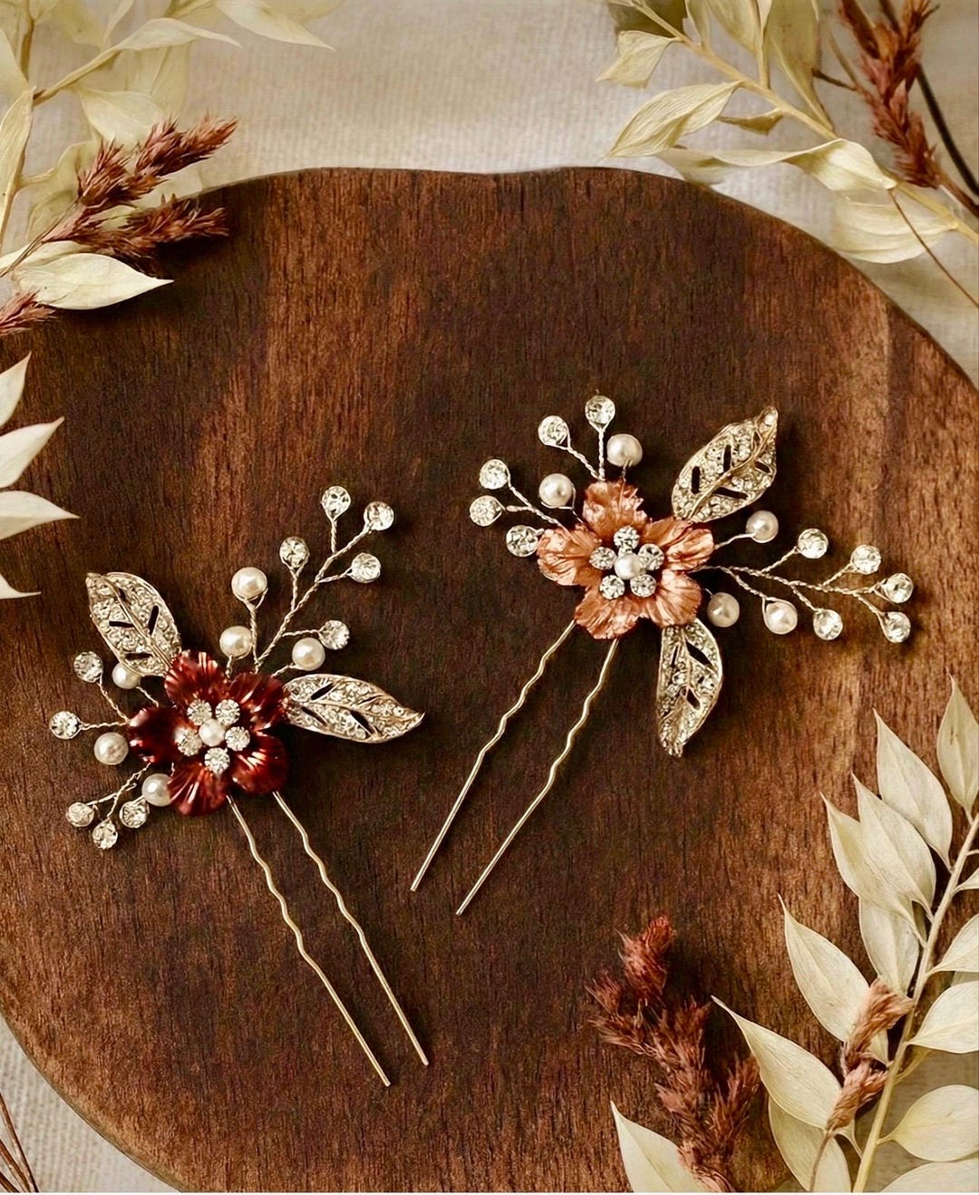 Rustic Boho Hair Pins – Terracotta Bridal Hair Accessories for Autumn ...
