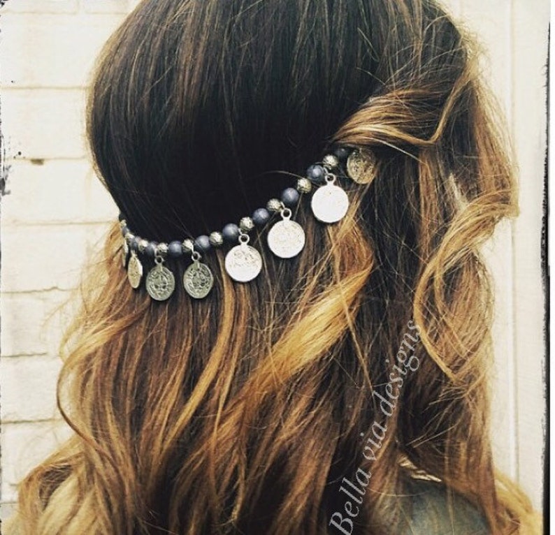 Silver Coin Head Chain Coin Hair Jewelry Coin Hair | Etsy