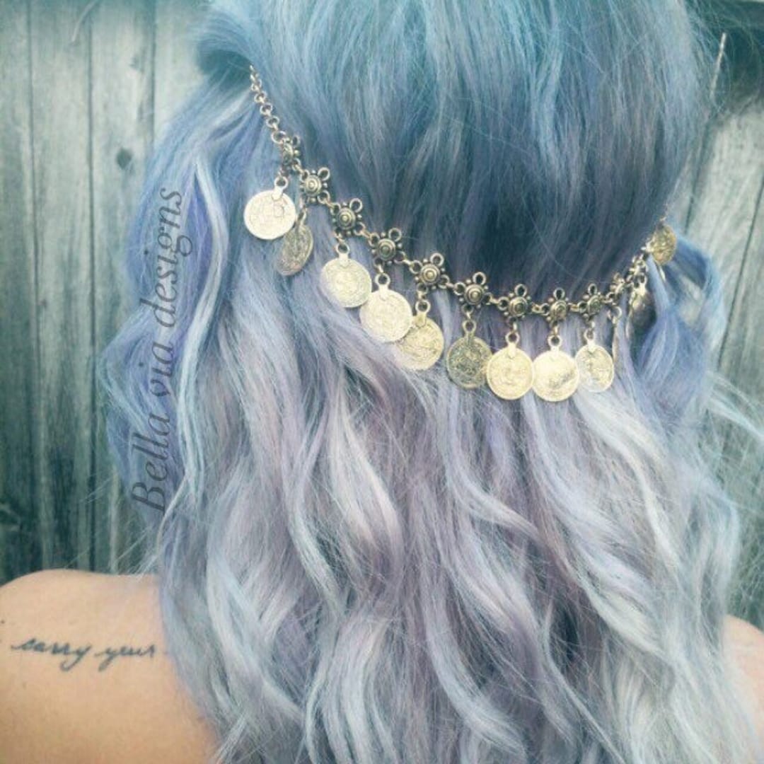 Coin Hair Chain Made With Antique Gold Coins, This Hair Accessory Also ...