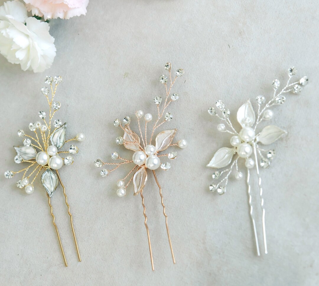 Rose Gold Hair Pins, Bridesmaid Hair Accessory, Wedding Hair Jewelry ...