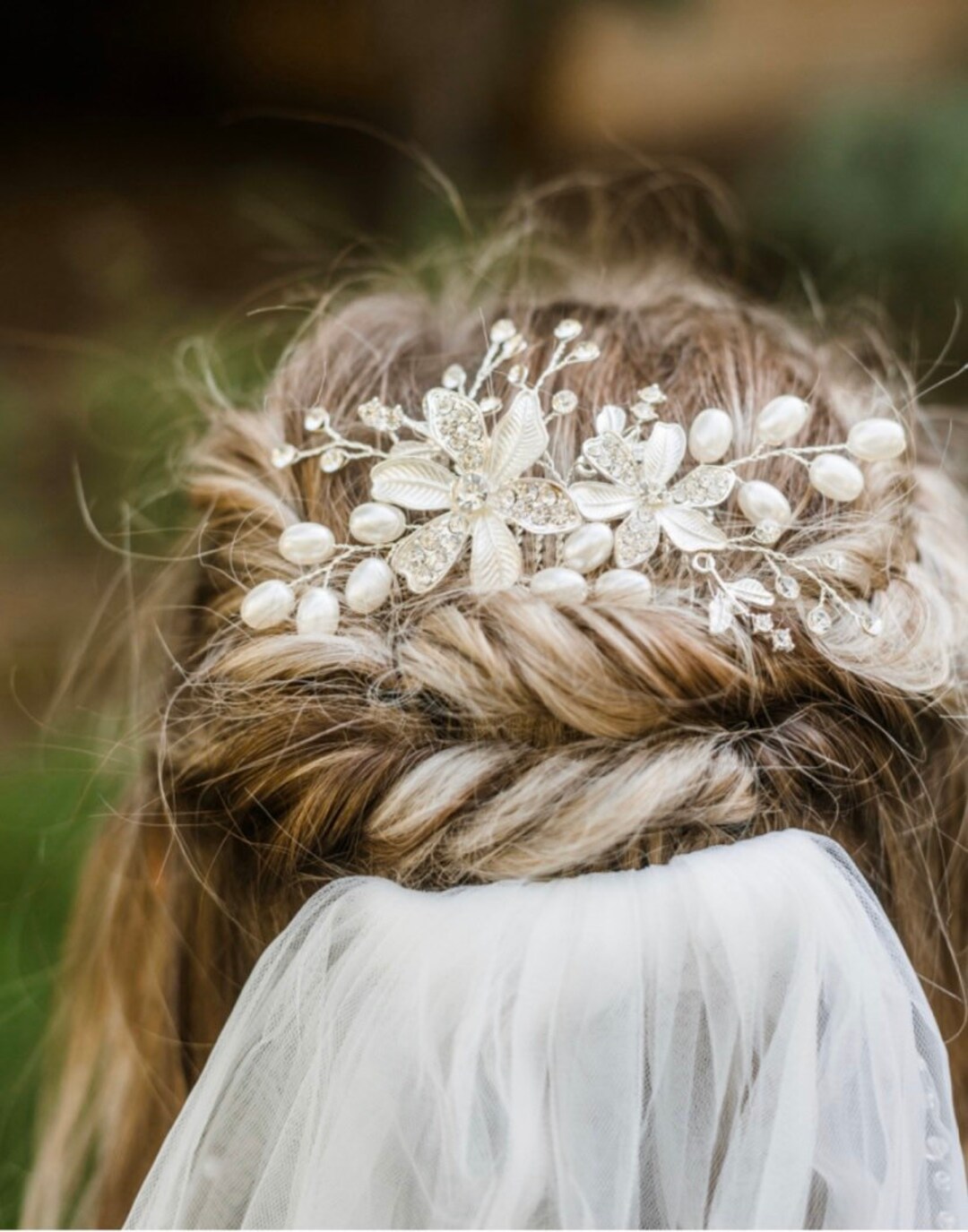 Silver or Rose Gold Hair Comb With Beautiful Pearl and Rhinestone ...