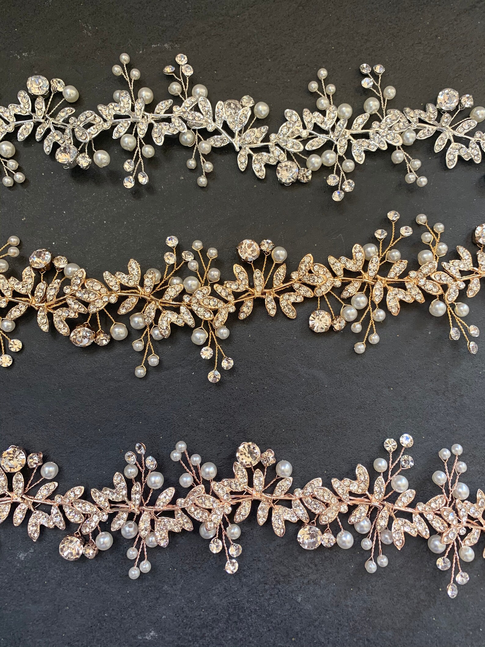 Gold Sparkly Rhinestone Hair Vine With Jeweled Leaves and - Etsy