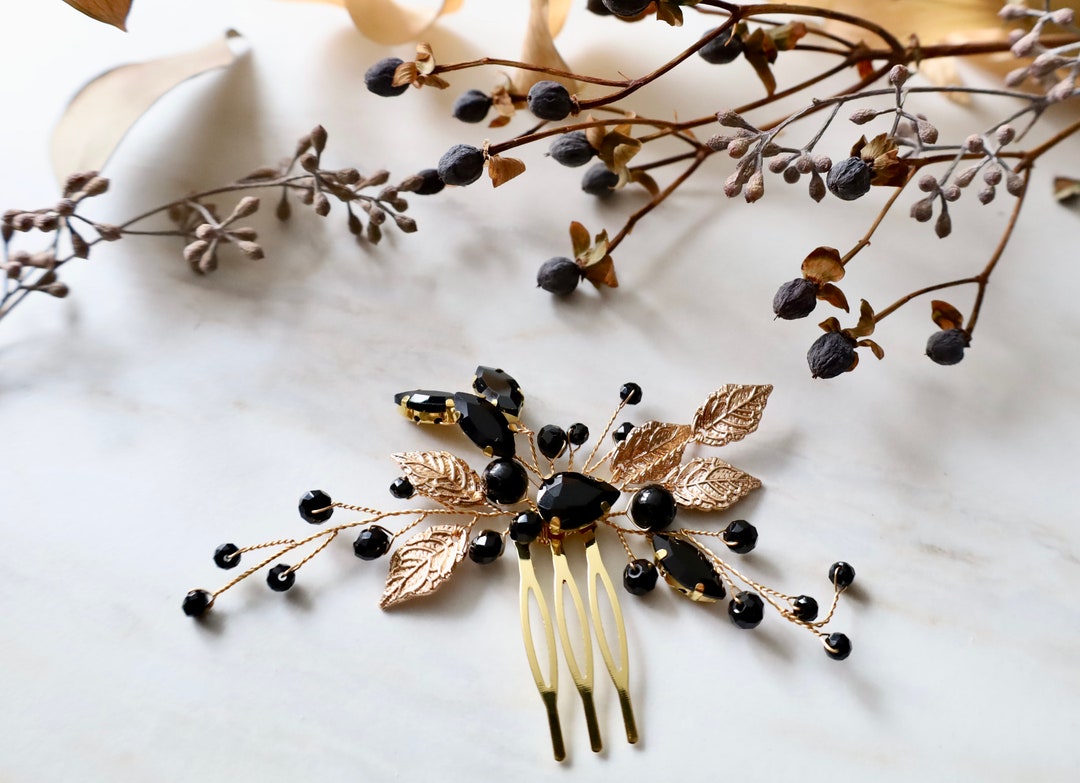 Black and Gold Hair Comb - Etsy