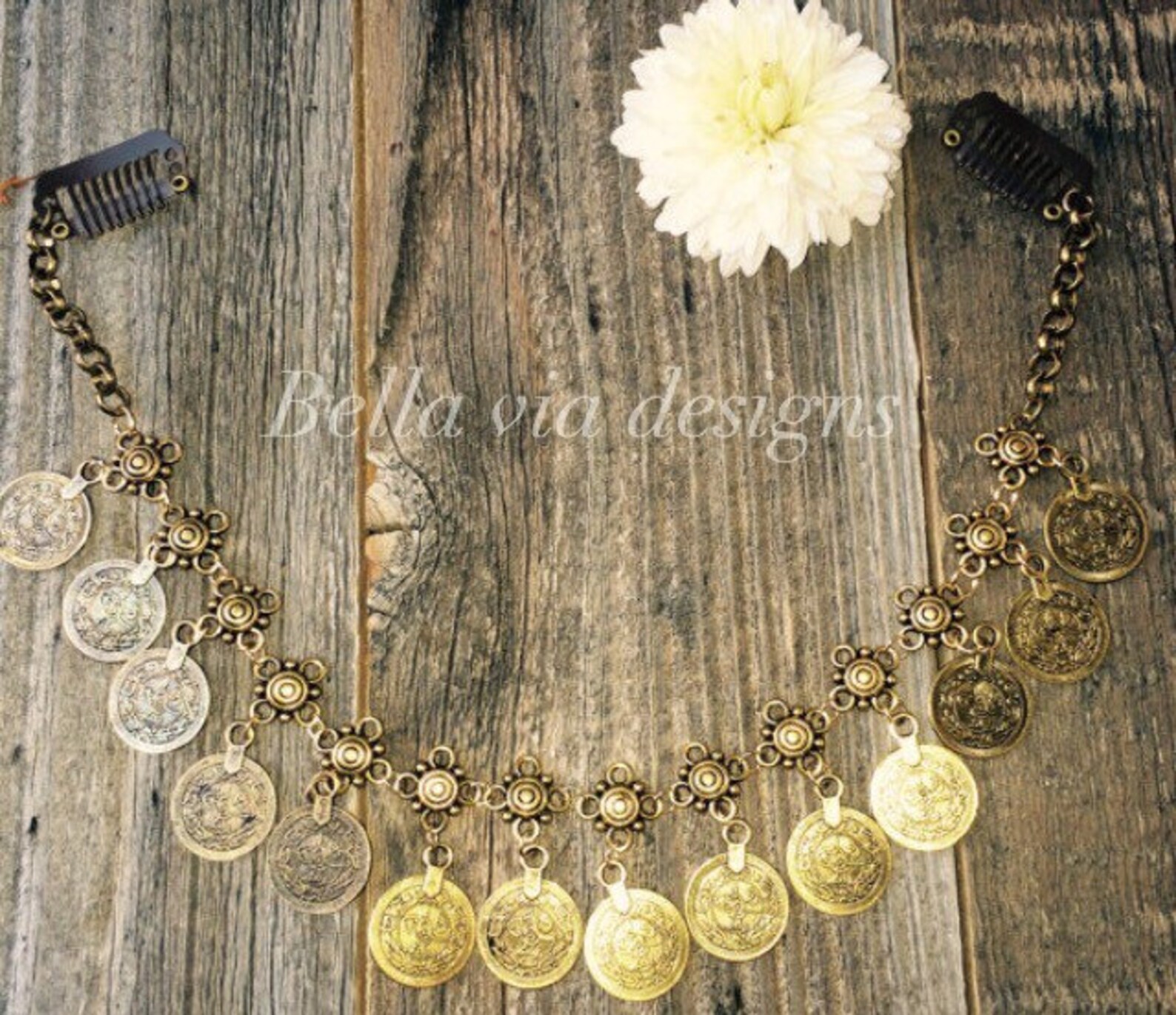 Coin Hair Chain Made With Antique Gold Coins This Hair - Etsy