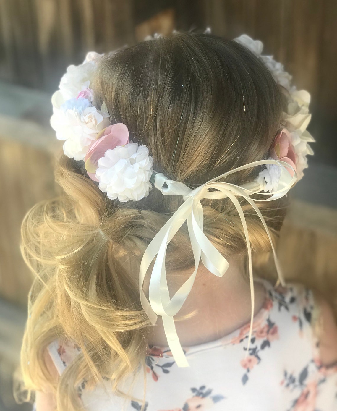 Flower Hair Crown Perfect for Your Flower Girl Pink and White - Etsy
