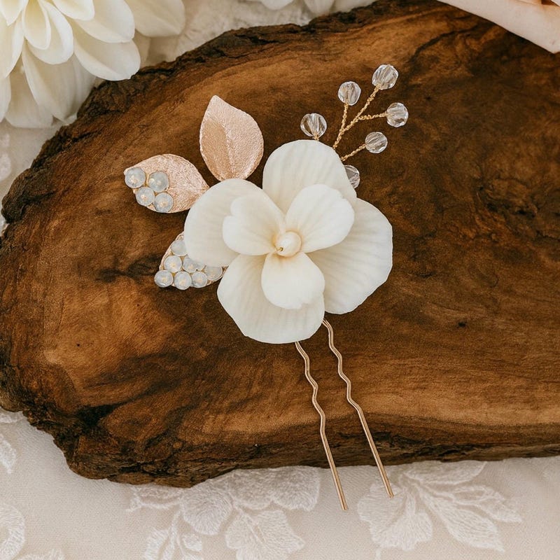 Porcelain Hair Pin Rose - Etsy