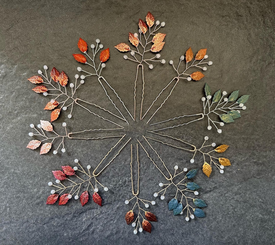 Autumn Inspired Leaf Hair Pins Custom Colors Available, Fall Collection ...