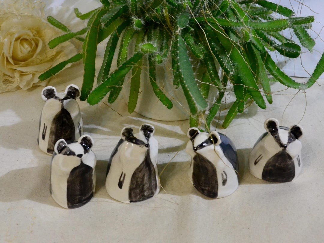 Ceramic Badger Figurine Family Badger Gift Badger Cake Topper Ceramic ...