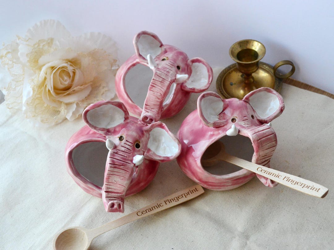 Salt Elephant Salt Cellar Ceramic Salt Pig Ceramic Elephant Kitchen ...